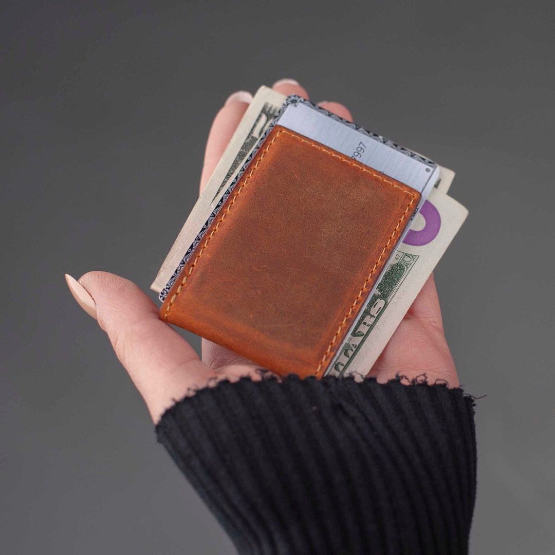 Money Clip Leather Wallet, Slim Leather Wallet, Slim Wallet, Leather ...