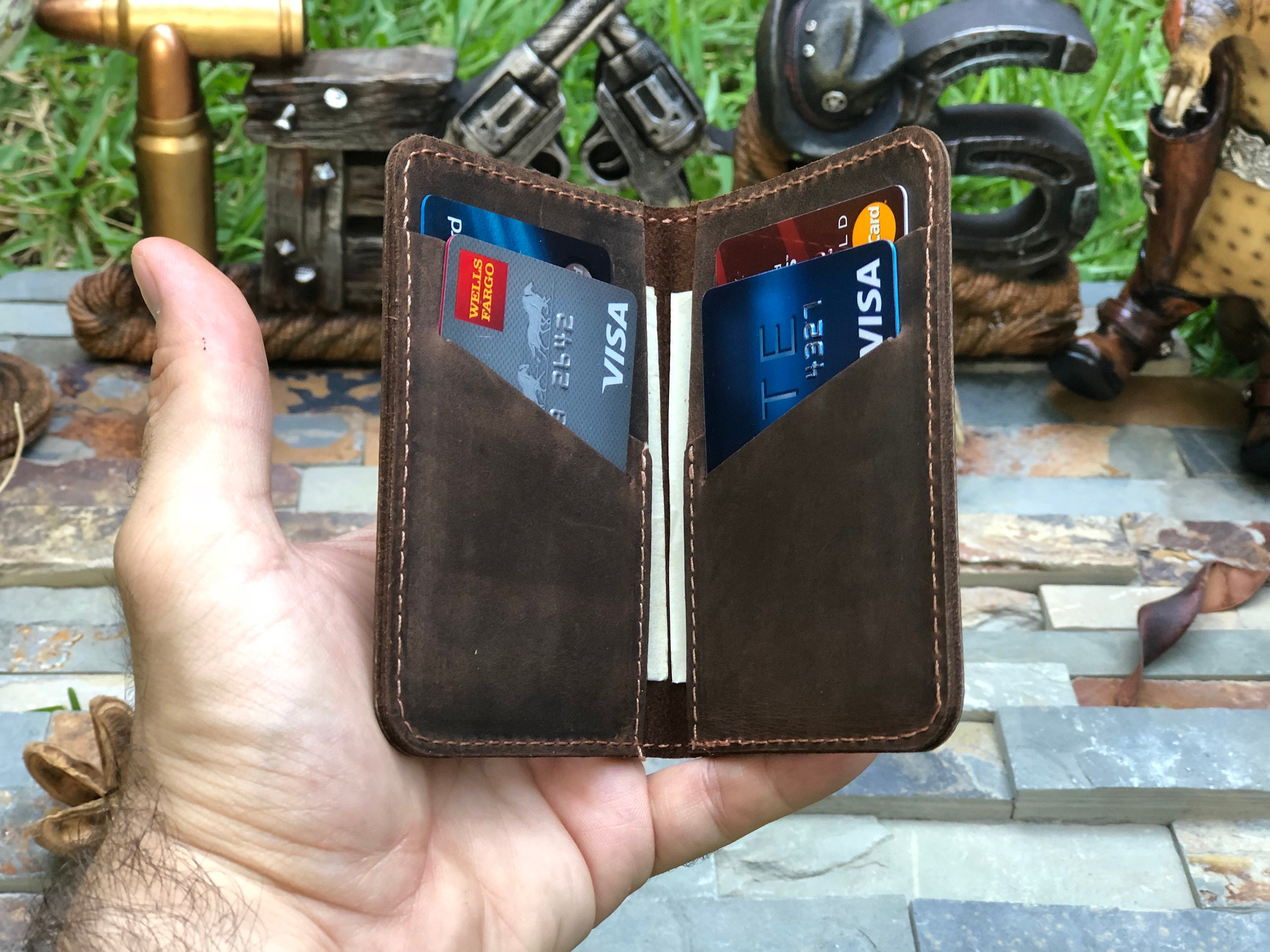 MENS LEATHER WALLET, Leather Wallet Bifold, Front Pocket Slim Design ...
