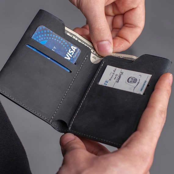 Front Pocket Slim Designwalletleather Walletpersonalized - Etsy