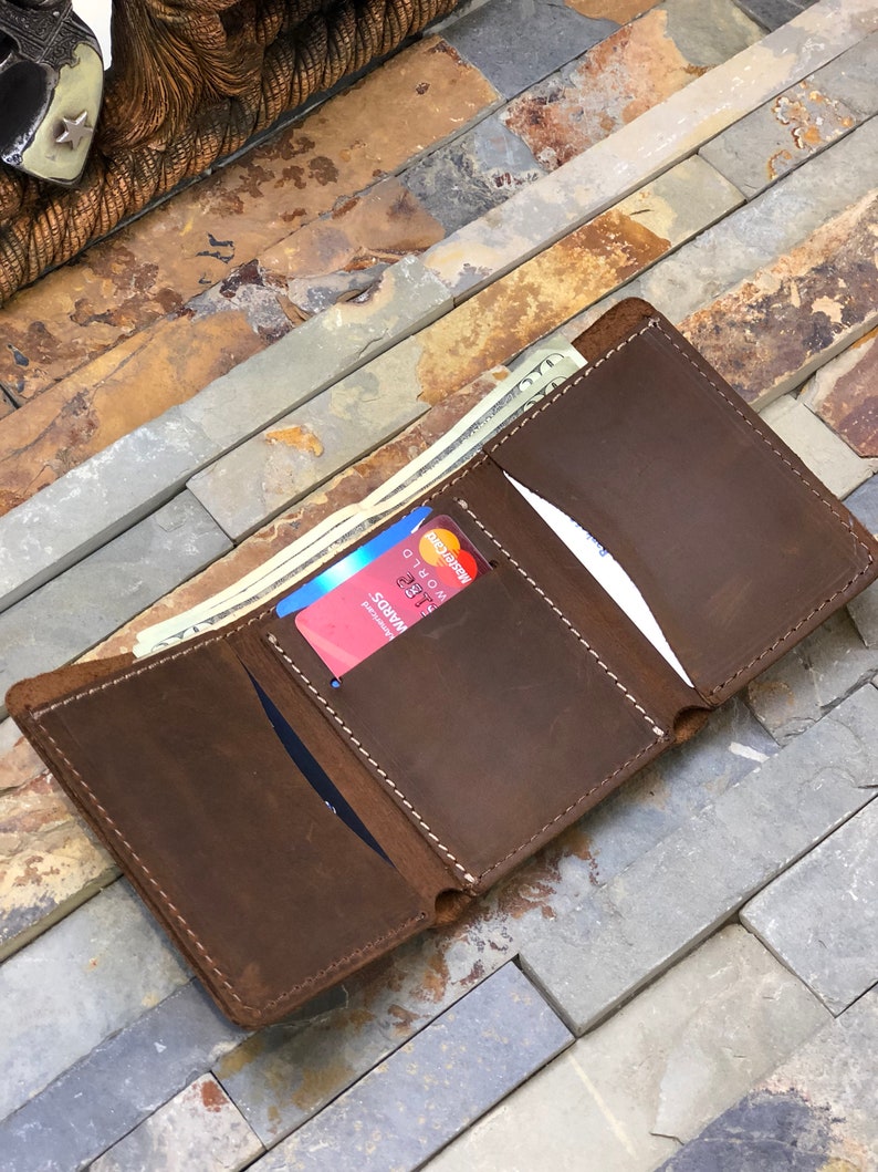 Trifold Mens Wallet Men's Leather Trifold Wallet Made | Etsy