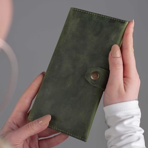 Green Leather Wallet Women, Leather Women's Wallet, Card Wallet, Custom ...