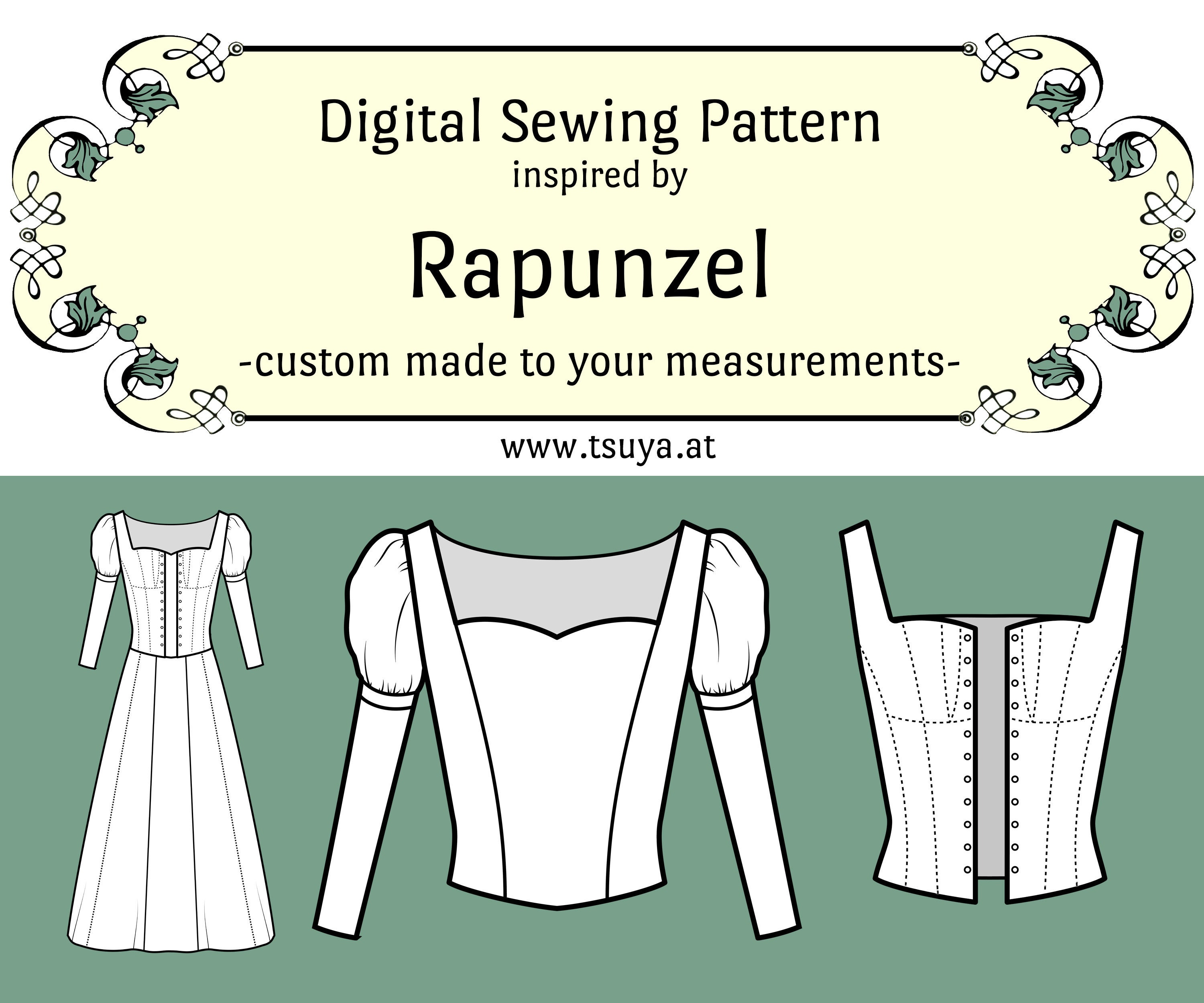 Rapunzel Inspired Sewing Pattern Custom Measurements PDF - Etsy Australia
