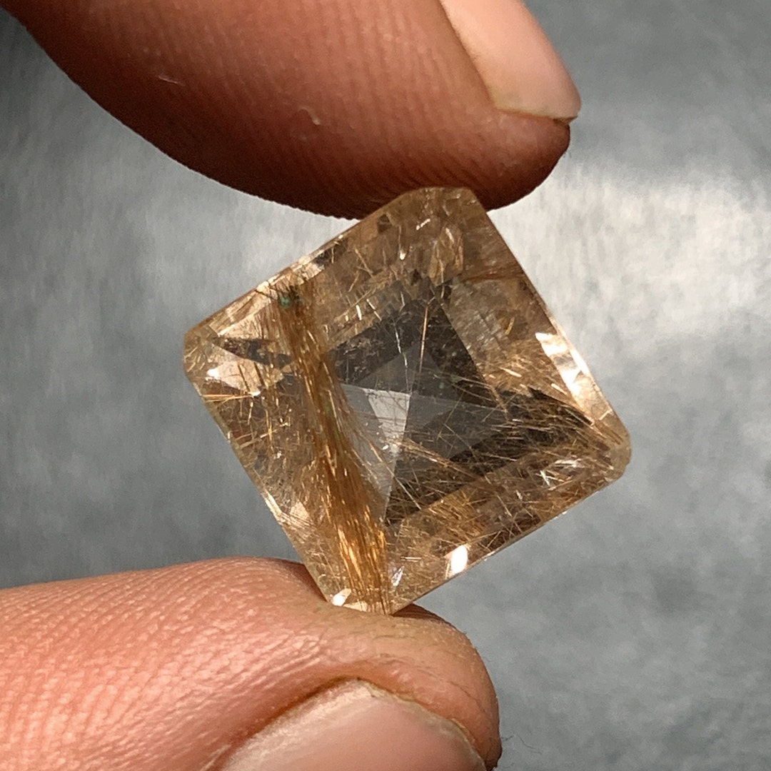 High Quality Golden Rutile Faceted Cut Gemstone, Natural Rutilated ...