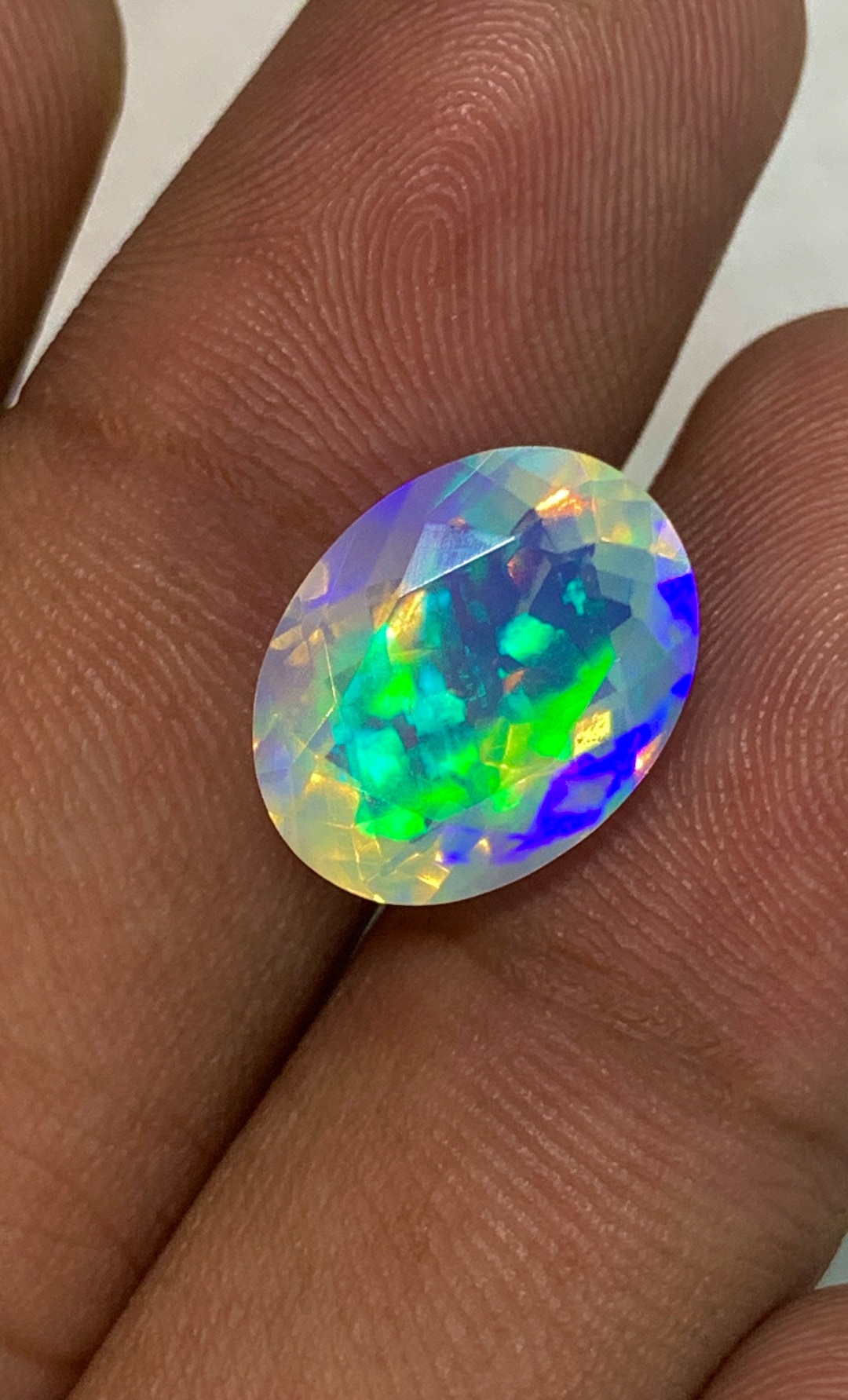 New Arrival Welo Ethiopian Opals Natural Top Grade Faceted Cut Stone Oval Shape Strong Multi ...