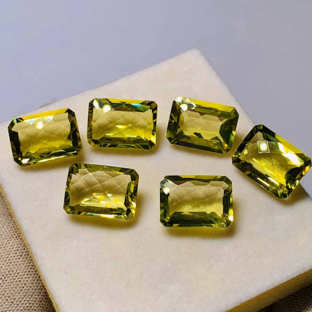 Very Rare 100% Natural Yellow Lemon Quartz, 6 Pieces Rectangle Shape ...