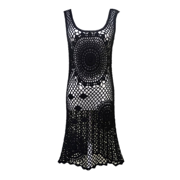 Black Crochet Dress - Etsy