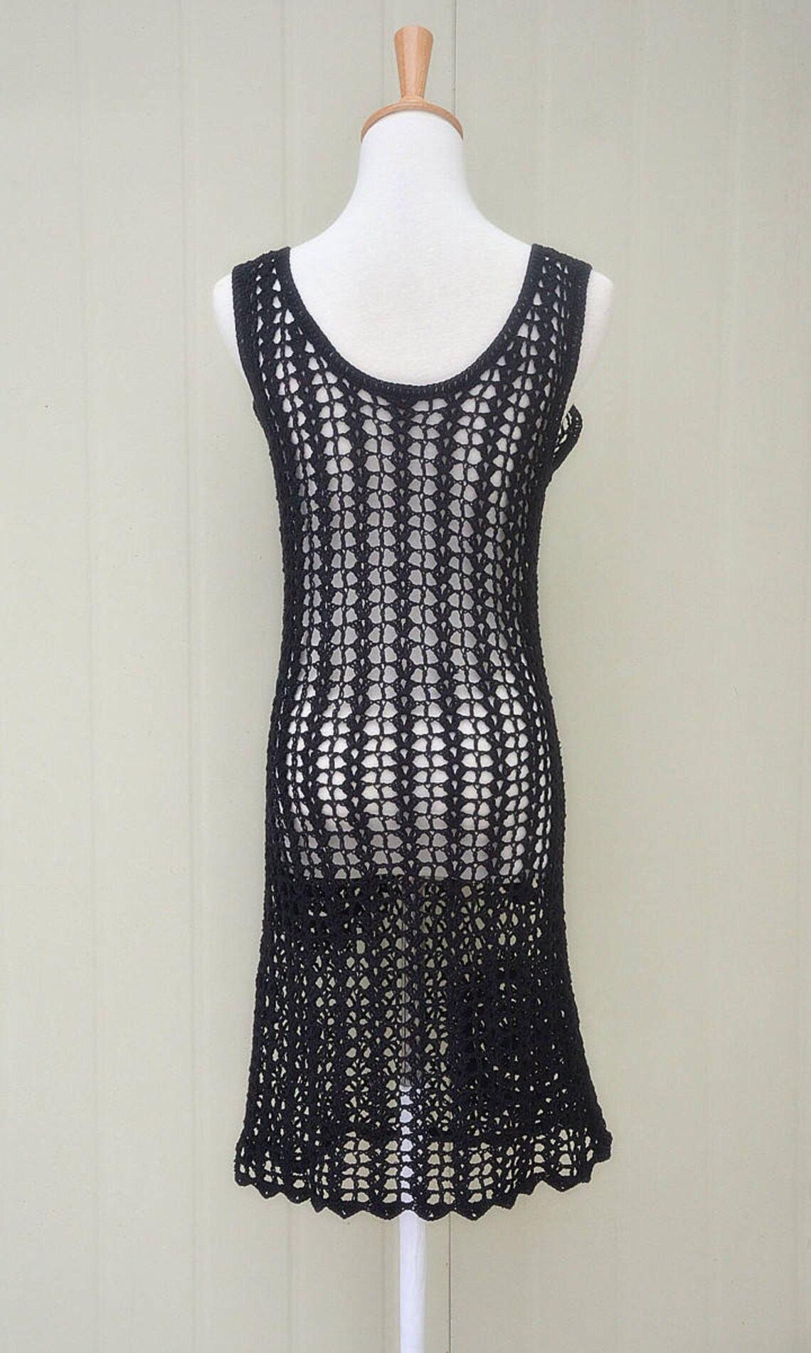 Black Crochet Dress Women Boho Summer Beach Cover up Dress - Etsy