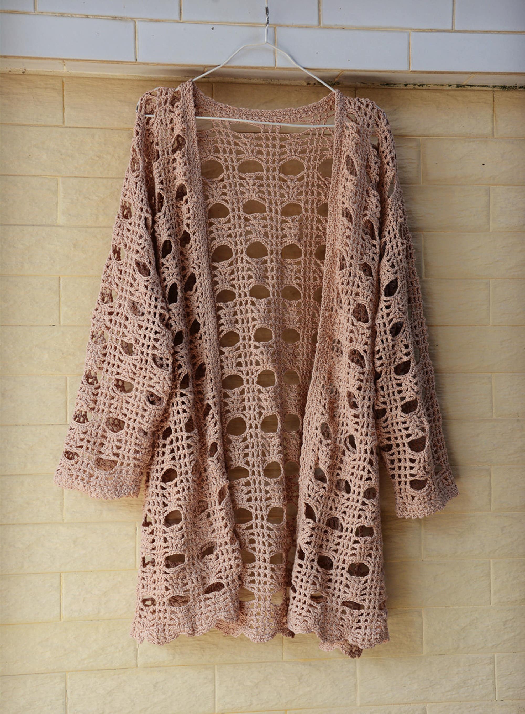 Boho Long Crochet Cardigan Sweater Long Sleeve Blouse Women - Etsy