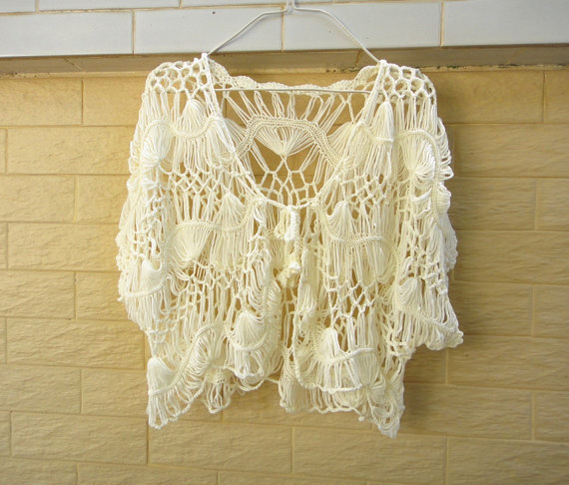 Tie Front Black Crochet Shrug Bolero Jacket Beach Bikini Dress Cover Up ...