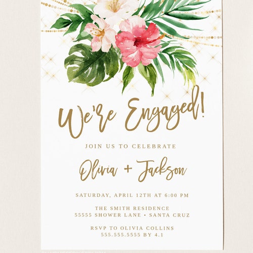 Printable Aloha Engagement Party Invitation Template - Etsy