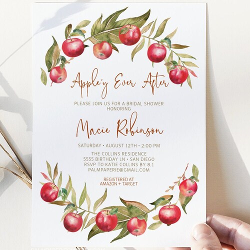 Apple Bridal Shower Invitation Instant Download Appley Ever - Etsy