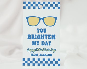 You Brighten My Day Valentine's Favor Tag, Punny Valentine's, Classroom ...