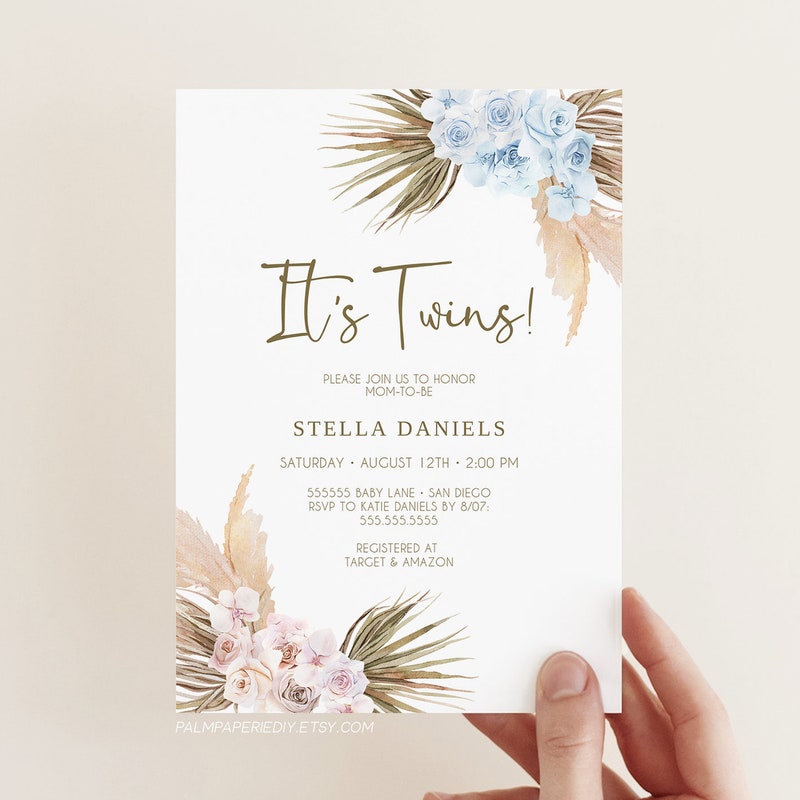 Twin Baby Shower Invitation - Etsy