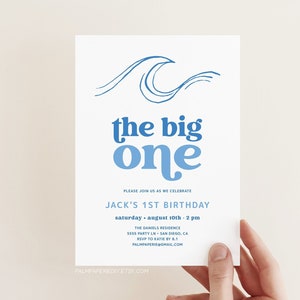 The Big One Invitation, 1st Birthday Invite Template, Surf Beach Theme ...