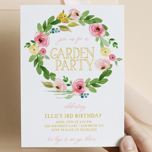 Spring Garden Birthday Invitation for Girl Digital Download - Etsy