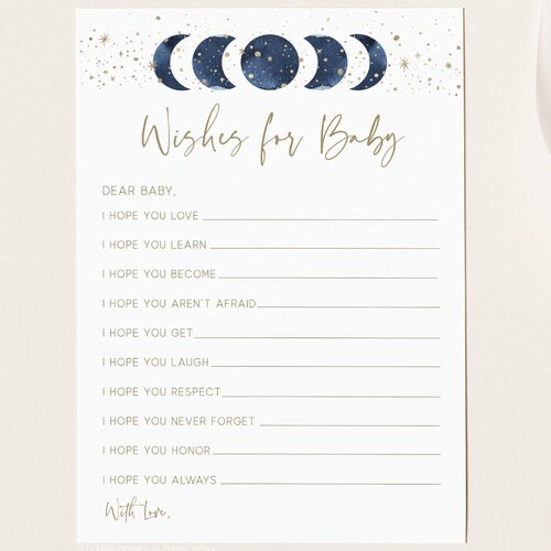 Wishes for Baby Moon Stars Over the Moon Baby Shower - Etsy
