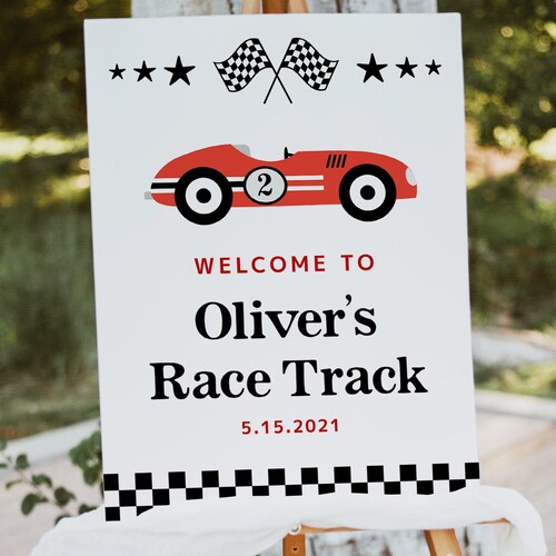 Race Car Welcome Sign Two Fast 2nd Birthday Instant Download | Etsy