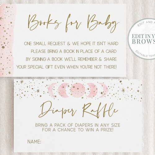 Over the Moon Girl Baby Shower Bundle Editable Invitation | Etsy