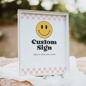 Smile Happy Face Birthday Custom Sign 8x10 Editable - Etsy