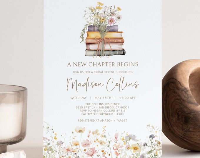 A New Chapter Begins Bridal Shower Invitation Printed, Book Theme ...