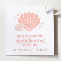 Mermaid Favor Tag Template: Thank You Clam Shell Tag (digital Download ...