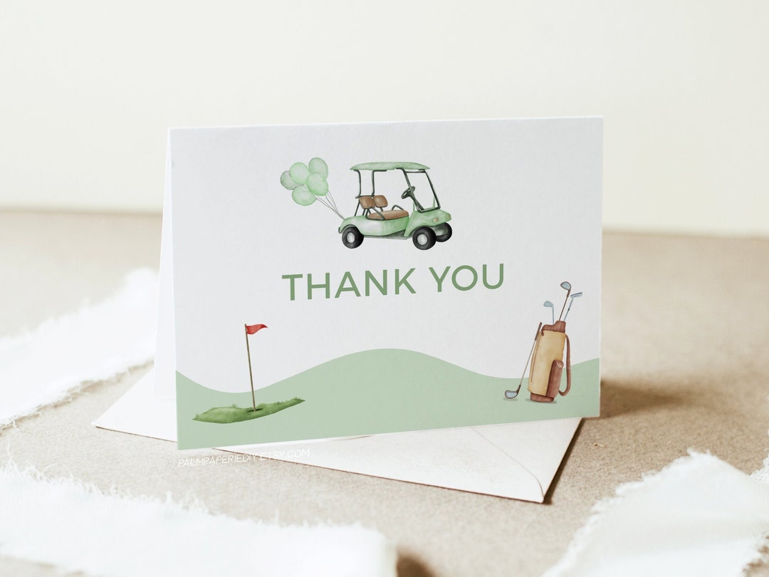 Golf Thank You Card Template, Golfing Theme Baby Shower Neutral Green ...