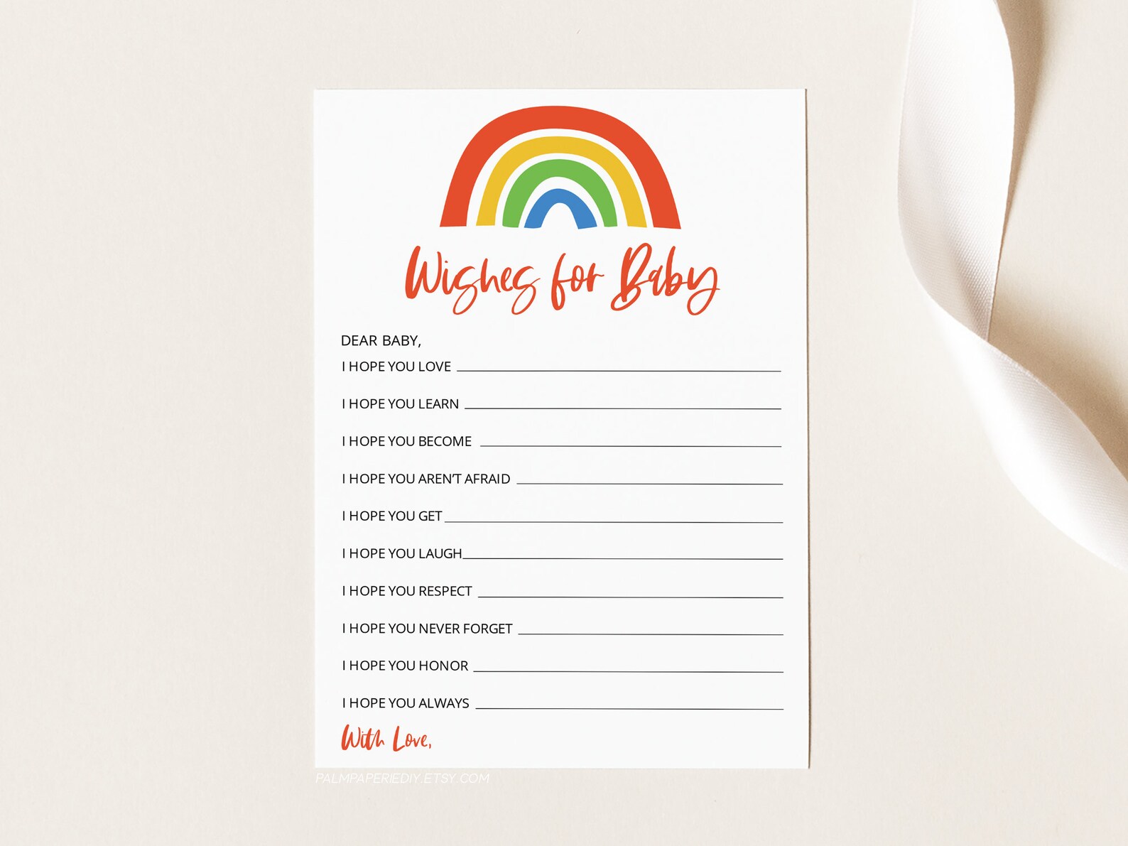 Wishes for Baby Rainbow Theme Baby Shower Advice Card - Etsy