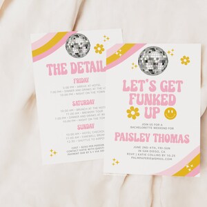 Lets Get Funked up Bachelorette Party Invitations, Groovy Invites With ...