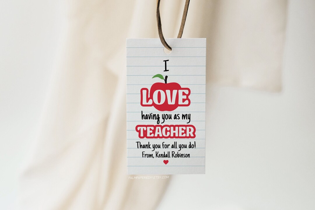 Printable Thank You Tag for Teacher, From Student, Teacher Appreciation ...