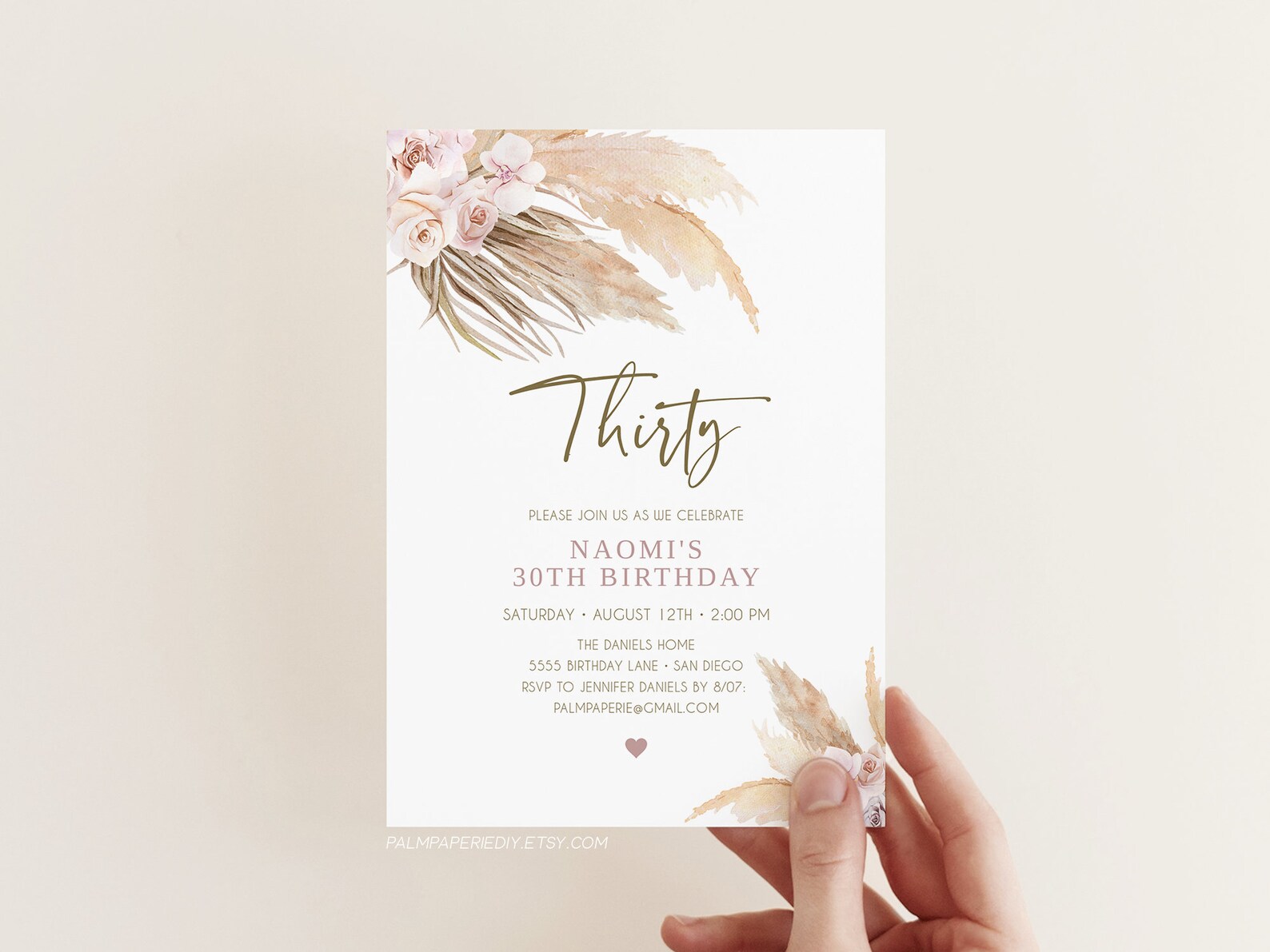 30th Birthday Invitation for Women Boho Theme Instant - Etsy