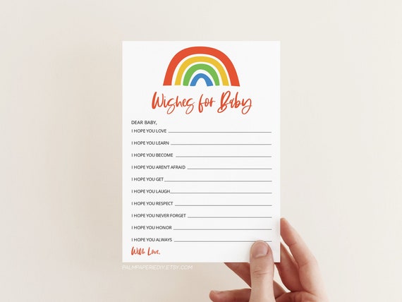 Wishes for Baby Rainbow Theme Baby Shower Advice Card - Etsy