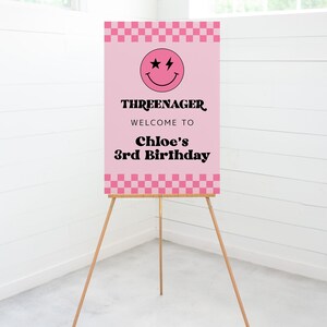 Threenager Birthday Welcome Sign Template, 3rd Bday Party for Girl ...