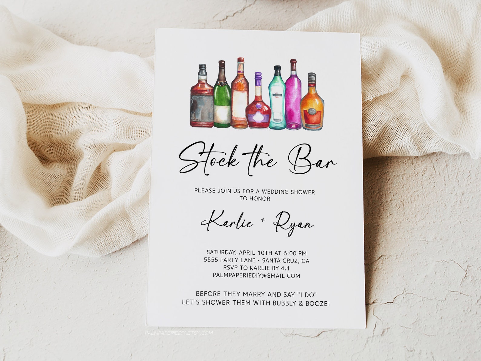 Stock the Bar Invitation, Instant Download Template, Engagement Party ...