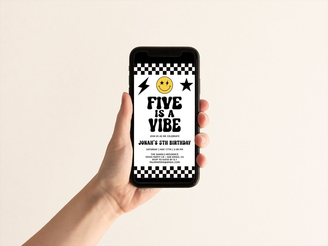 Electronic 5th Birthday Party Invitation, Boy, Text Message Invite ...