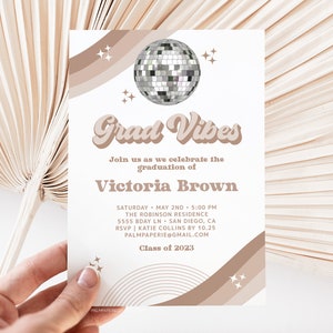 Disco Graduation Invitation, Digital Download, Grad Party Invites ...