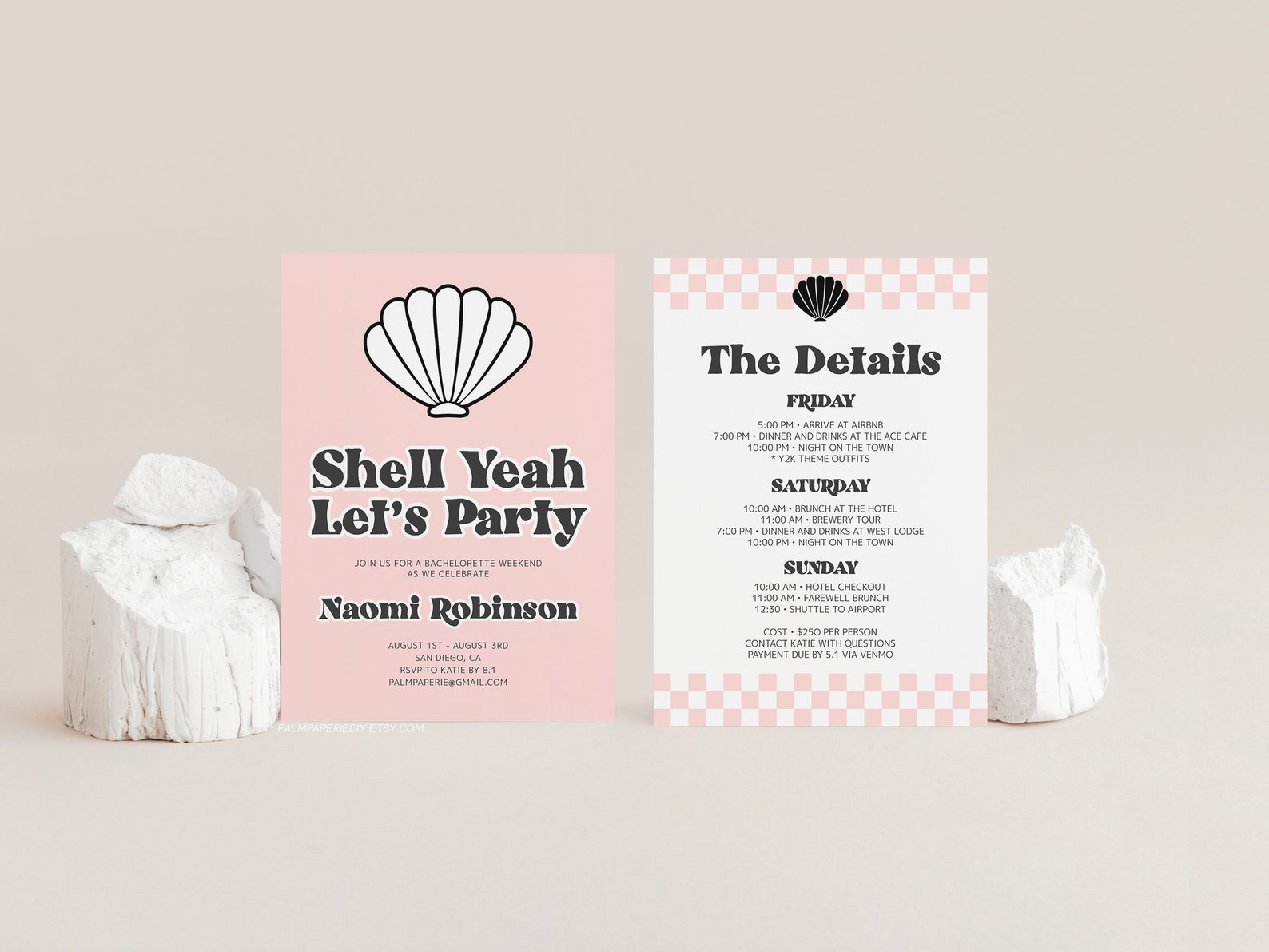 Shell Yeah Bachelorette Party Invitation With Itinerary Beach - Etsy