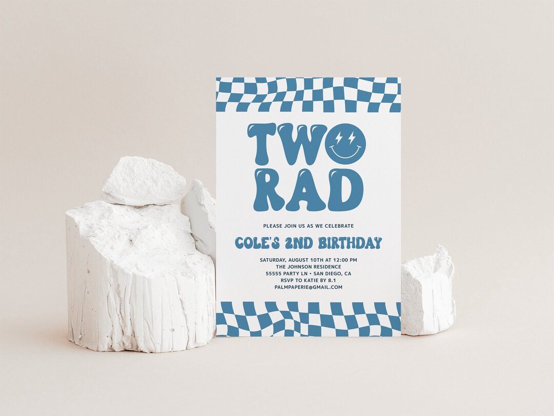 2nd Birthday Invitation Boy, Two Rad, Cool Invites, Checkered ...