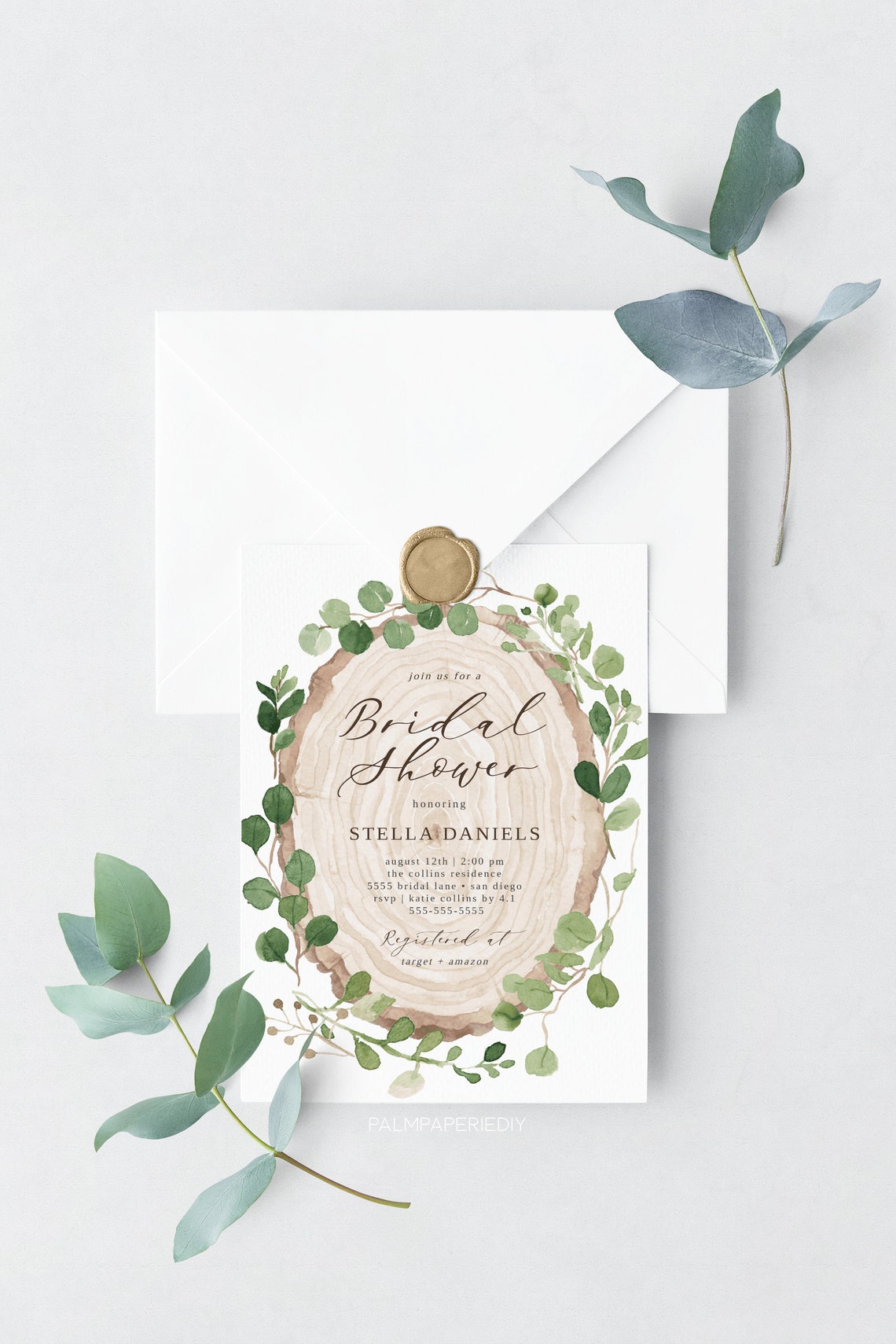 Rustic Bridal Shower Invitation Instant Download Woodland - Etsy