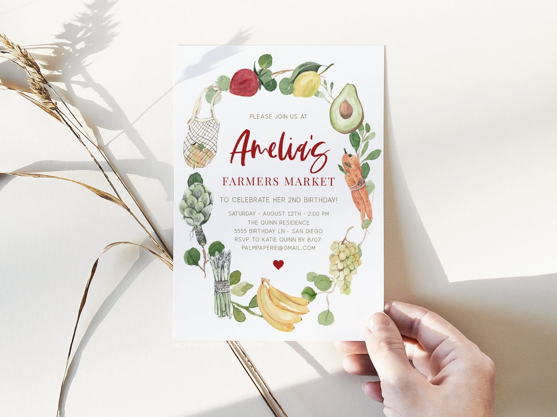 Farmers Market Birthday Party Invitation Instant Download - Etsy