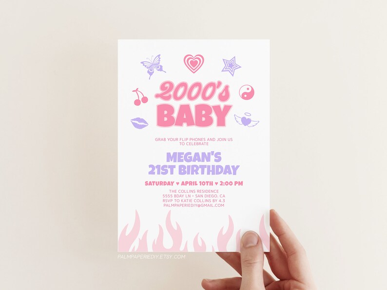 Y2k Party Invitation 2000s Theme Birthday Invite Template Etsy Finland
