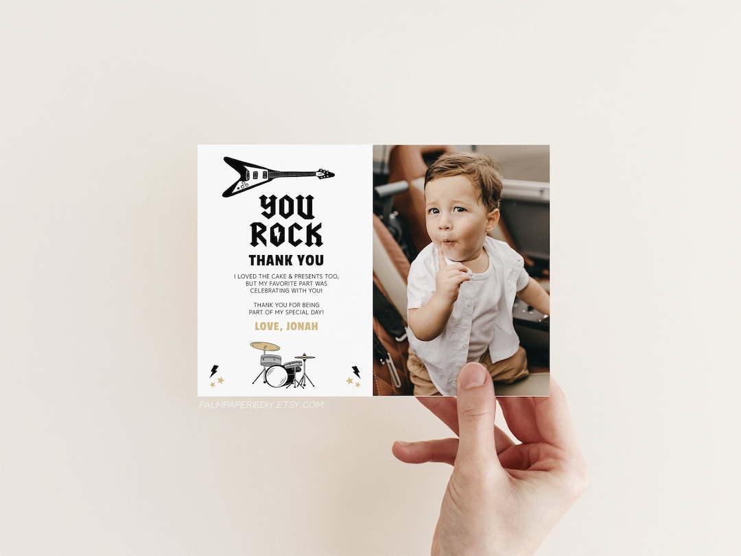 Rock Star Thank You Card Template With Photo, Rock and Roll Theme ...