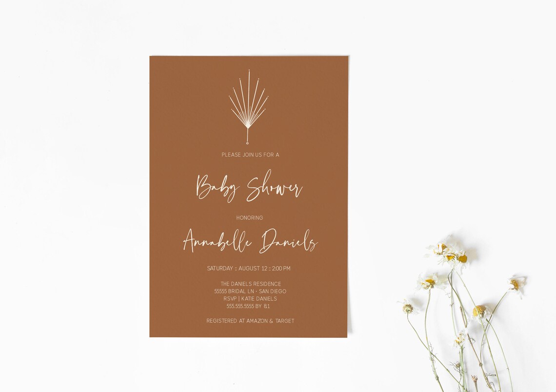 Rust Baby Shower Invitation Instant Download Template Burnt | Etsy