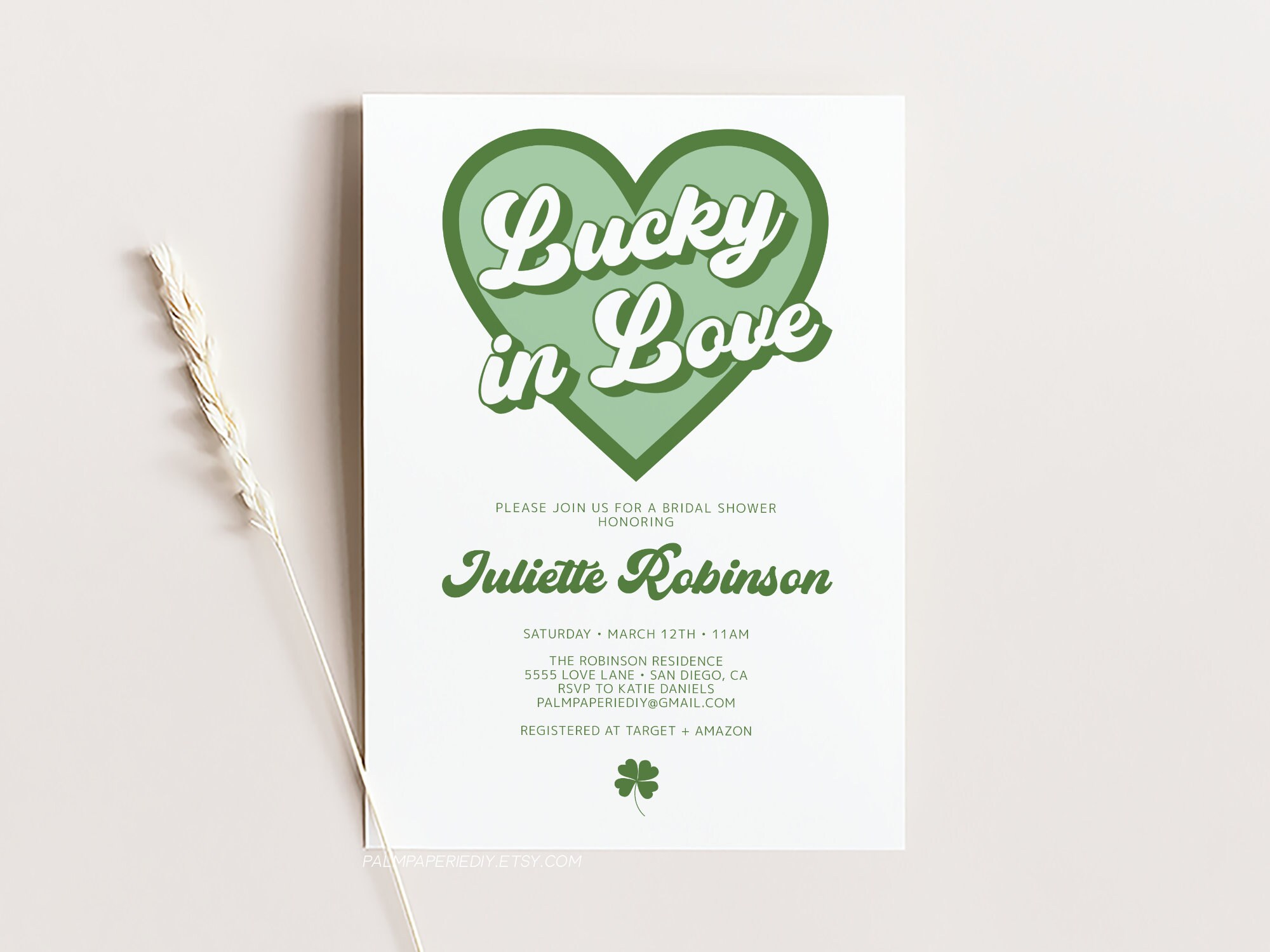 Lucky in Love Bridal Shower Invitation St Patricks Day Theme - Etsy