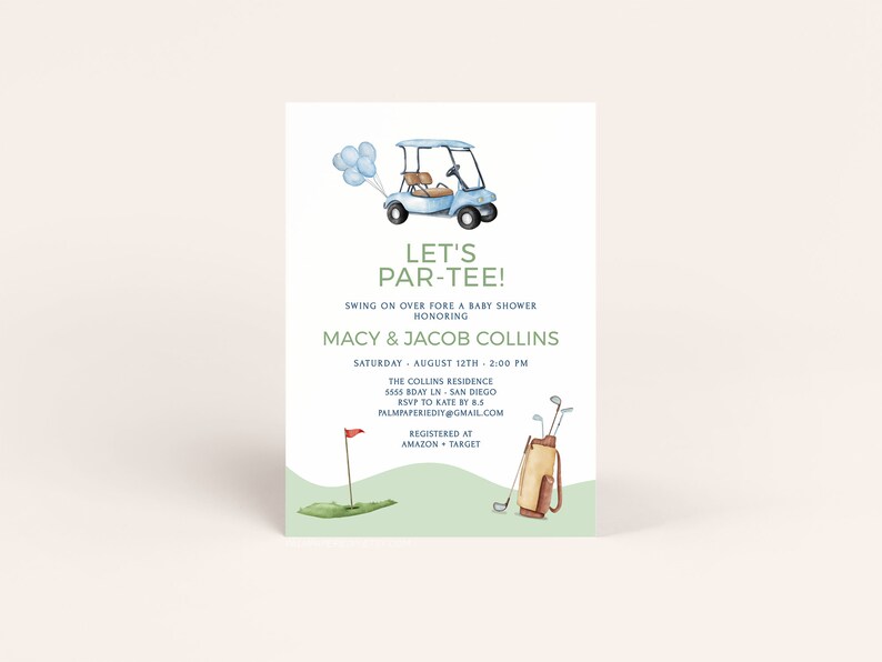 Golf Baby Shower Invitations Digital Download Golfing Theme - Etsy