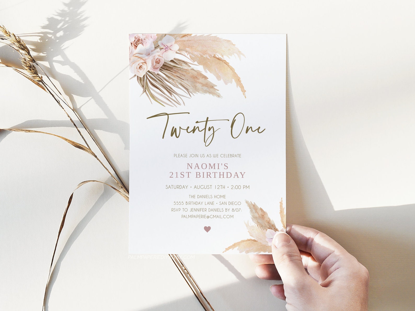 Boho Birthday Invitation Adult Editable Template Bohemian - Etsy