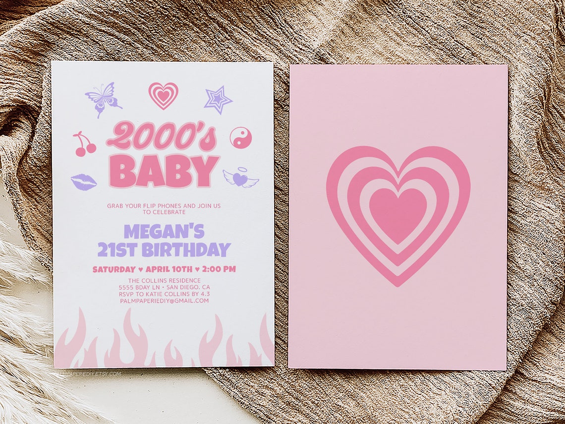 Y2k Party Invitation 2000s Theme Birthday Invite Template | Etsy