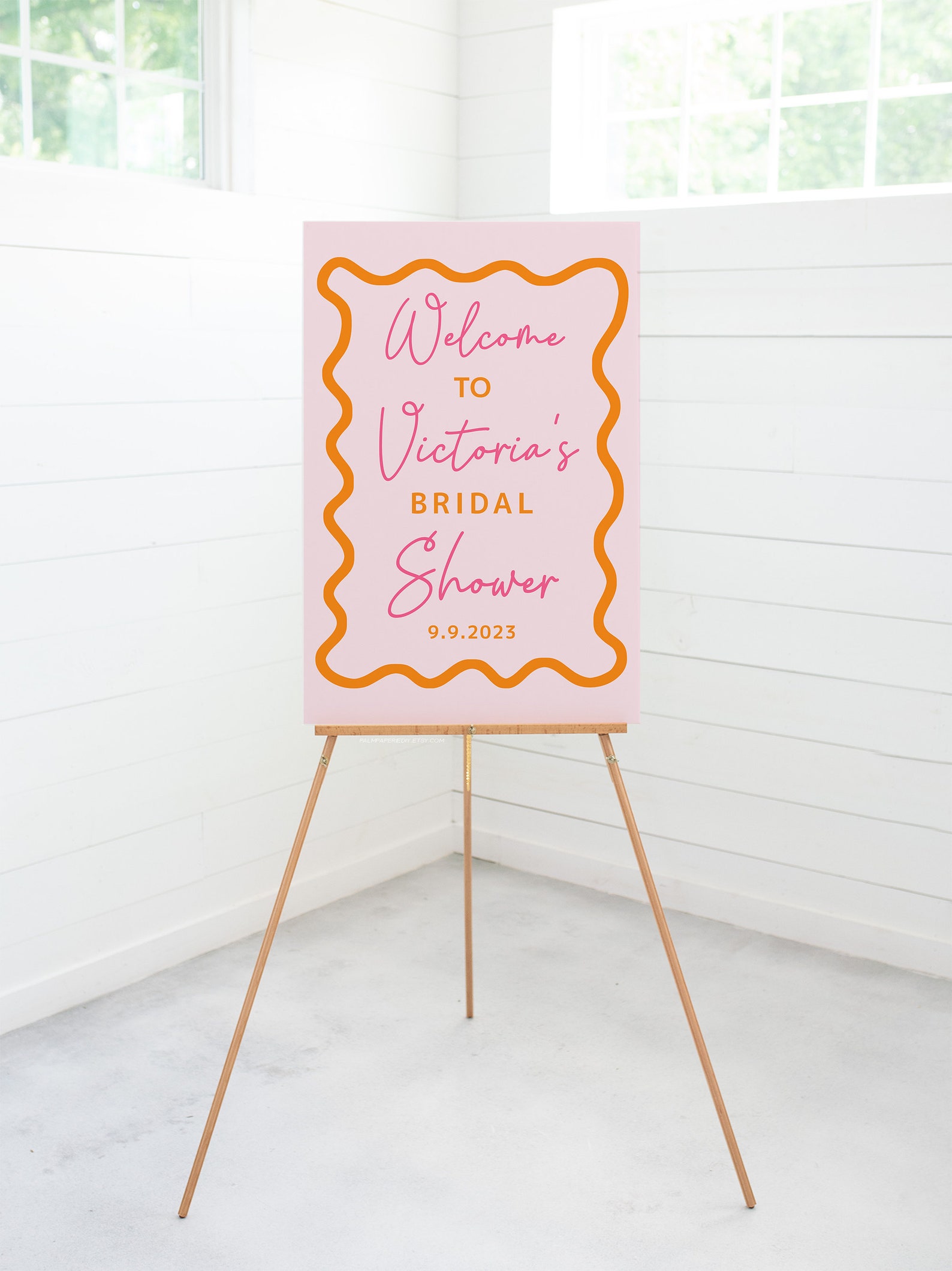 Wavey Retro Welcome Sign Template, Bridal Shower Baby Shower for Girl ...
