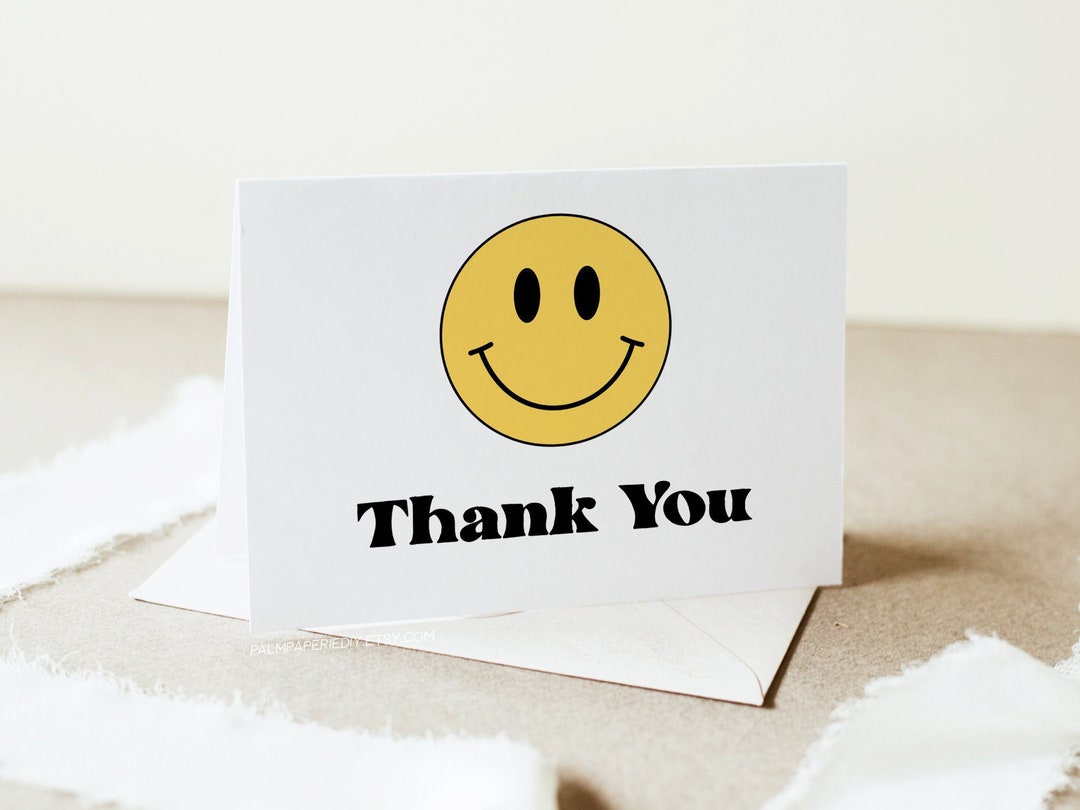 Thank You Card Template, Smile, Happy Face, Happy Smile Theme, Kids ...
