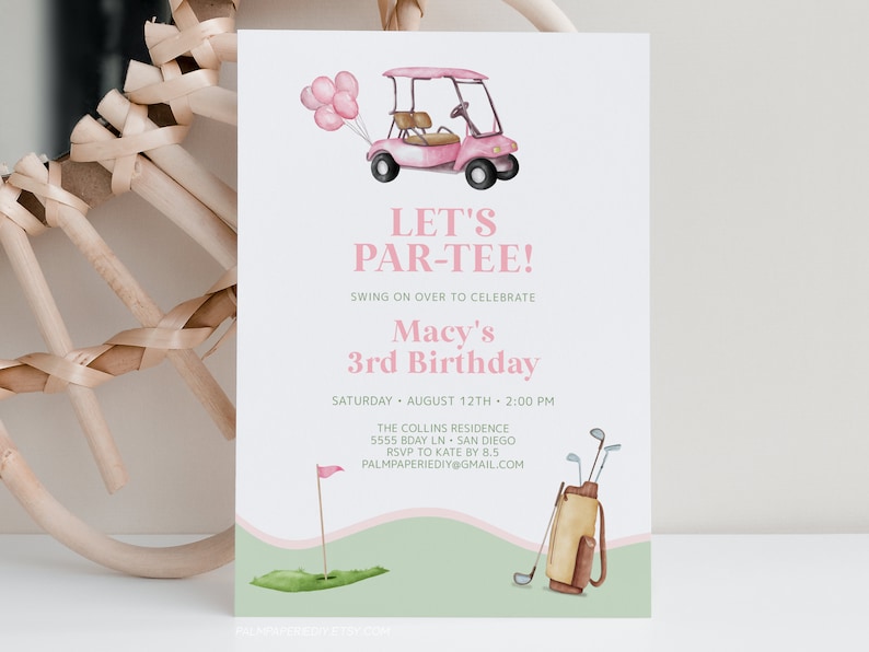 Golf Birthday Party Invitations for Girl Golfing Partee - Etsy