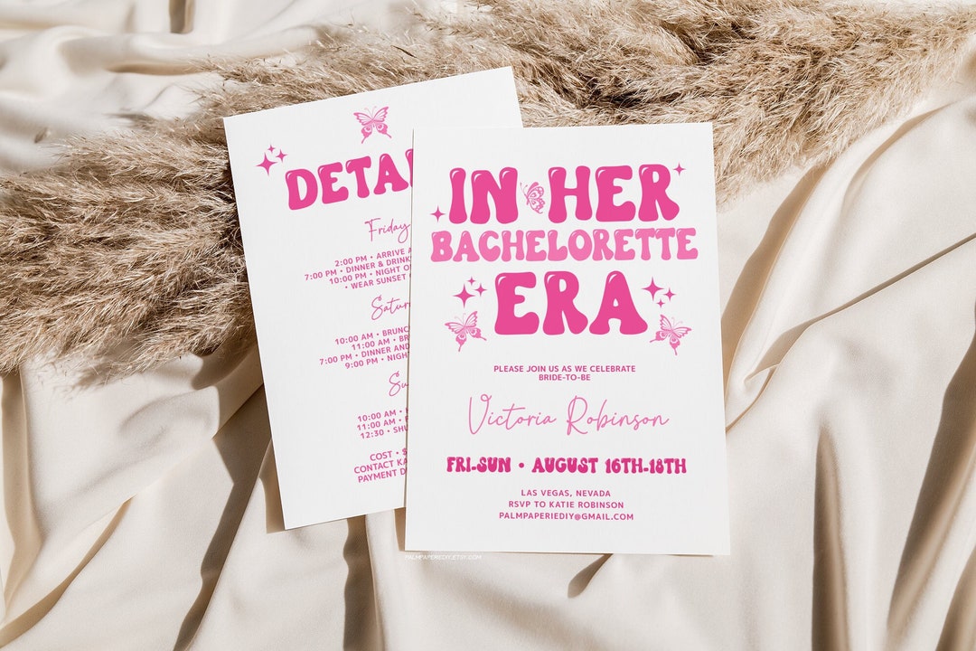 Bachelorette Era Invitations With Weekend Itinerary, in Her Bride Era ...